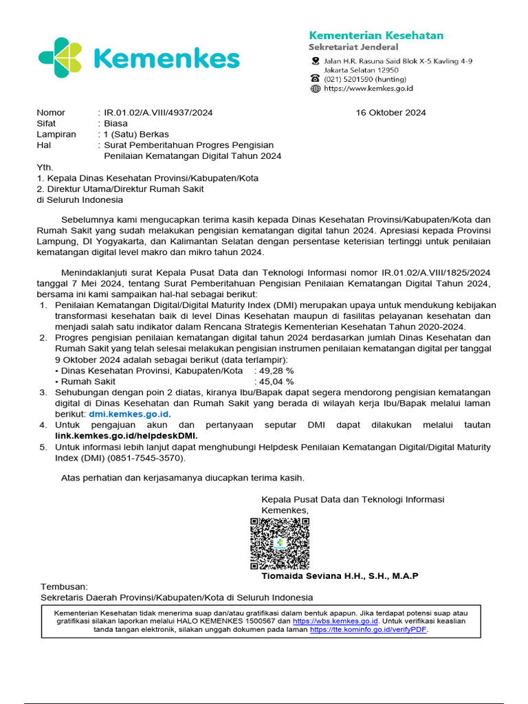 DMI - Surat Progres Oktober 2024 | PDF