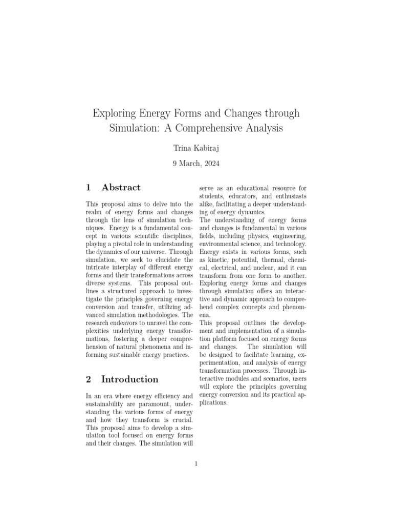 Exploring Energy Forms and Changes Through Simulation A Comprehensive Analysis | PDF ...