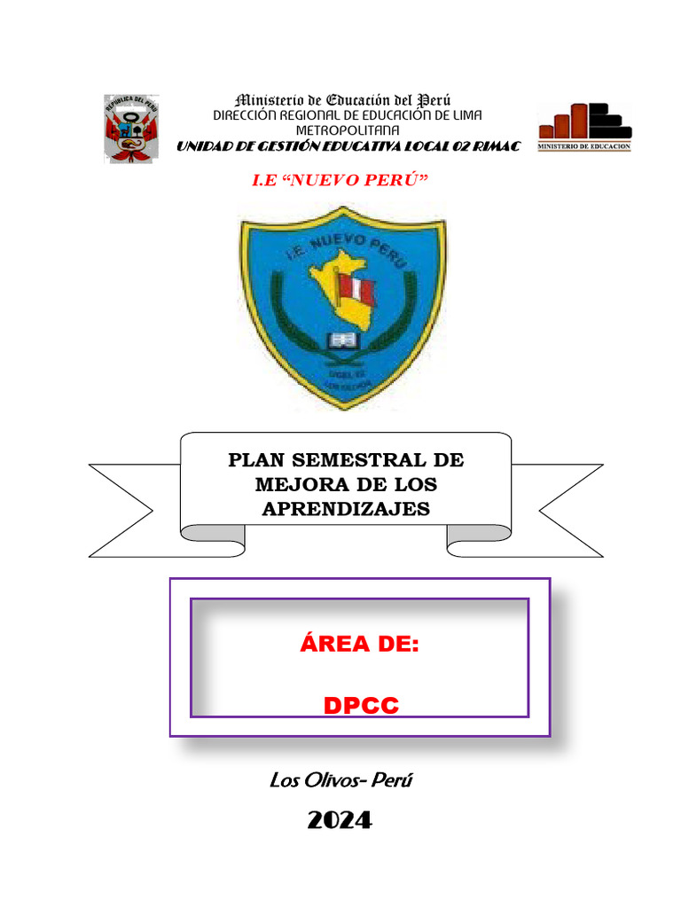 Plan Semestral de Mejora 2024 DPCC | PDF | Enseñando | Aprendizaje