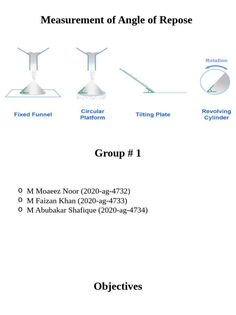 Angle of Repose Measurement Techniques | PDF