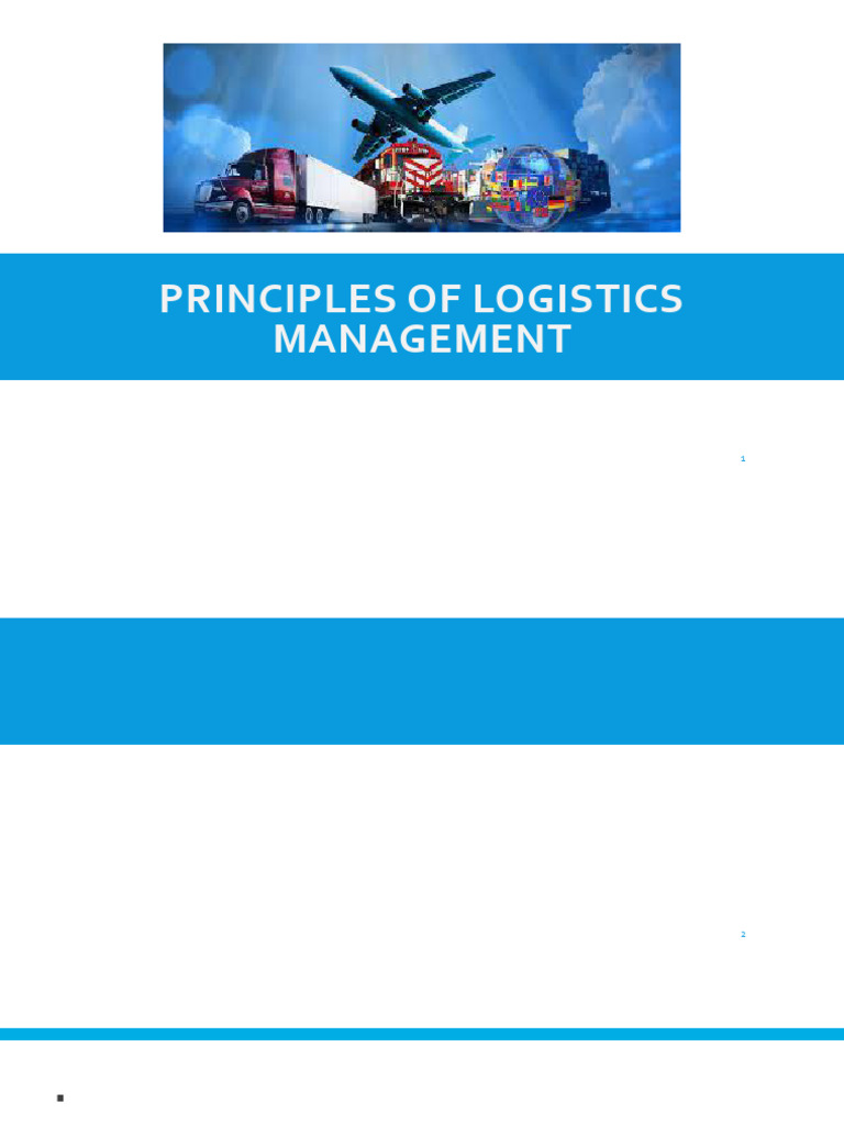 Principles of Logistics Management Course | PDF | Warehouse | Lecture