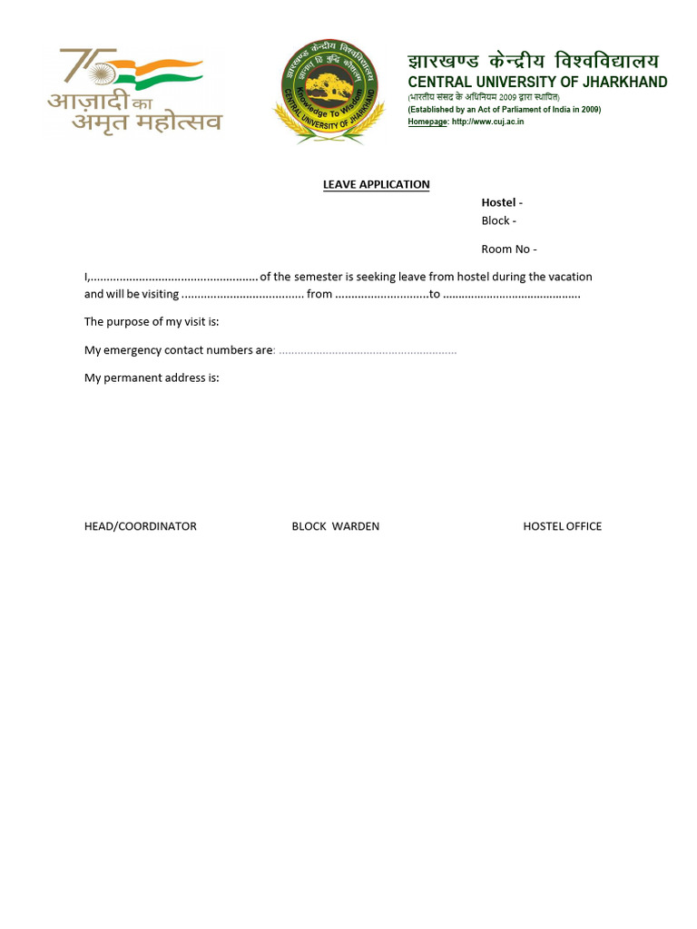 Hostel Leave and Gate Pass Application | PDF