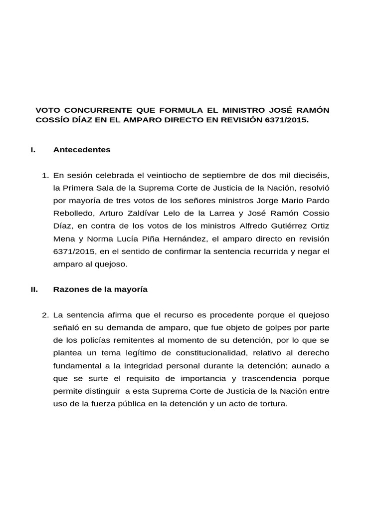 Voto Concurrente Que Formula El Ministro José Ramón Cossío Díaz en El ...