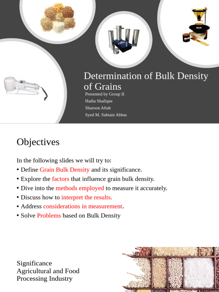 Determination of Bulk Density of Grains | PDF | Density | Volume