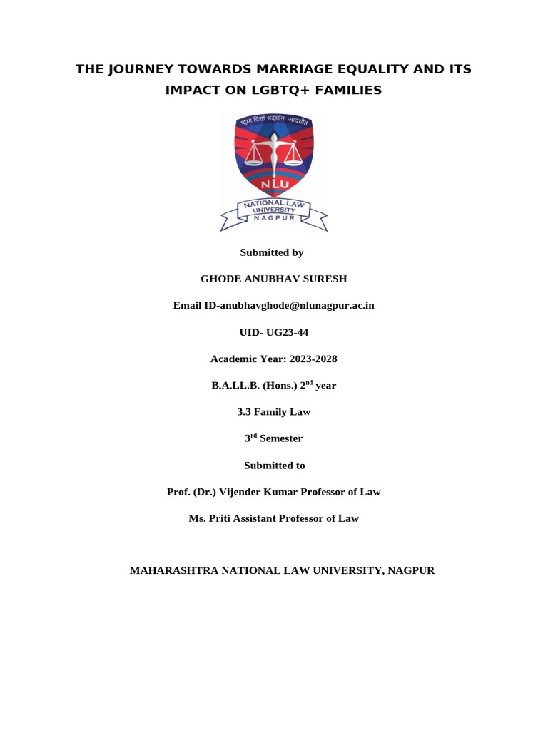 Family Law Rough Draft | PDF | Same Sex Marriage | LGBTQIA+ Studies