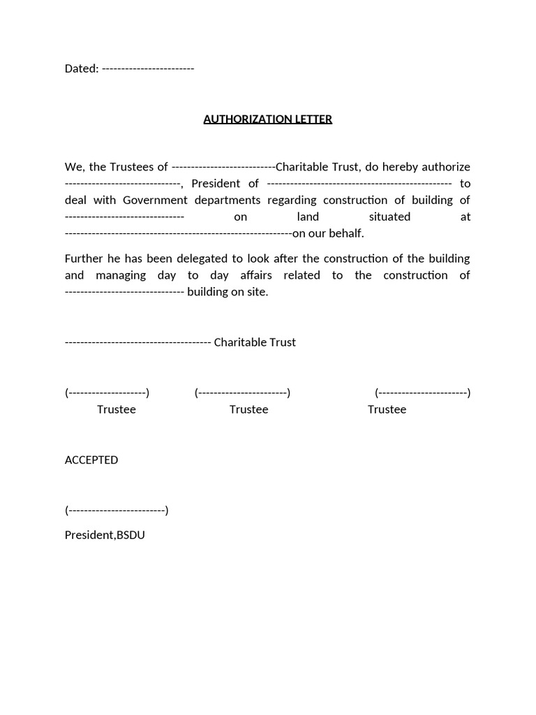 Authorization Letter Bsdu | PDF