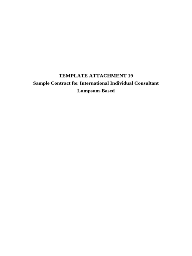 TEMPLATE ATTACHMENT 19 Sample Contract For International Individual ...