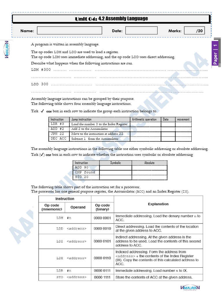 UA04 - 4.2 Assembly Language | PDF | Assembly Language | Computer Engineering