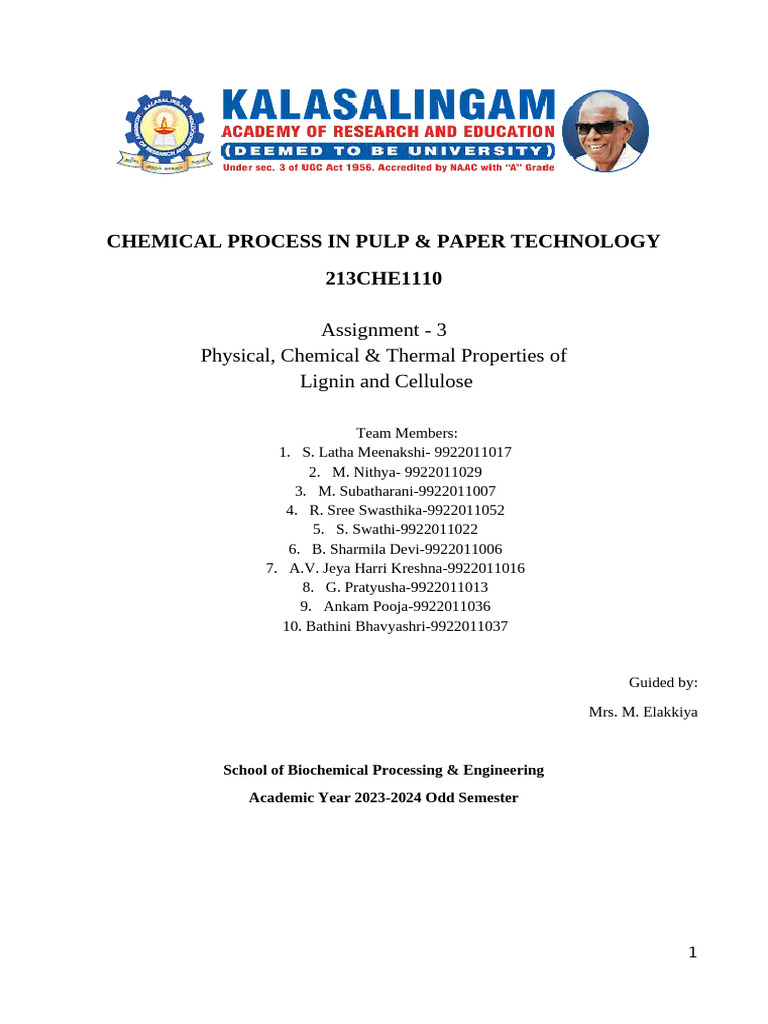 CHEMICAL PROCESS IN PULP & PAPER TECHNOLOGY | PDF | Cellulose | Lignin