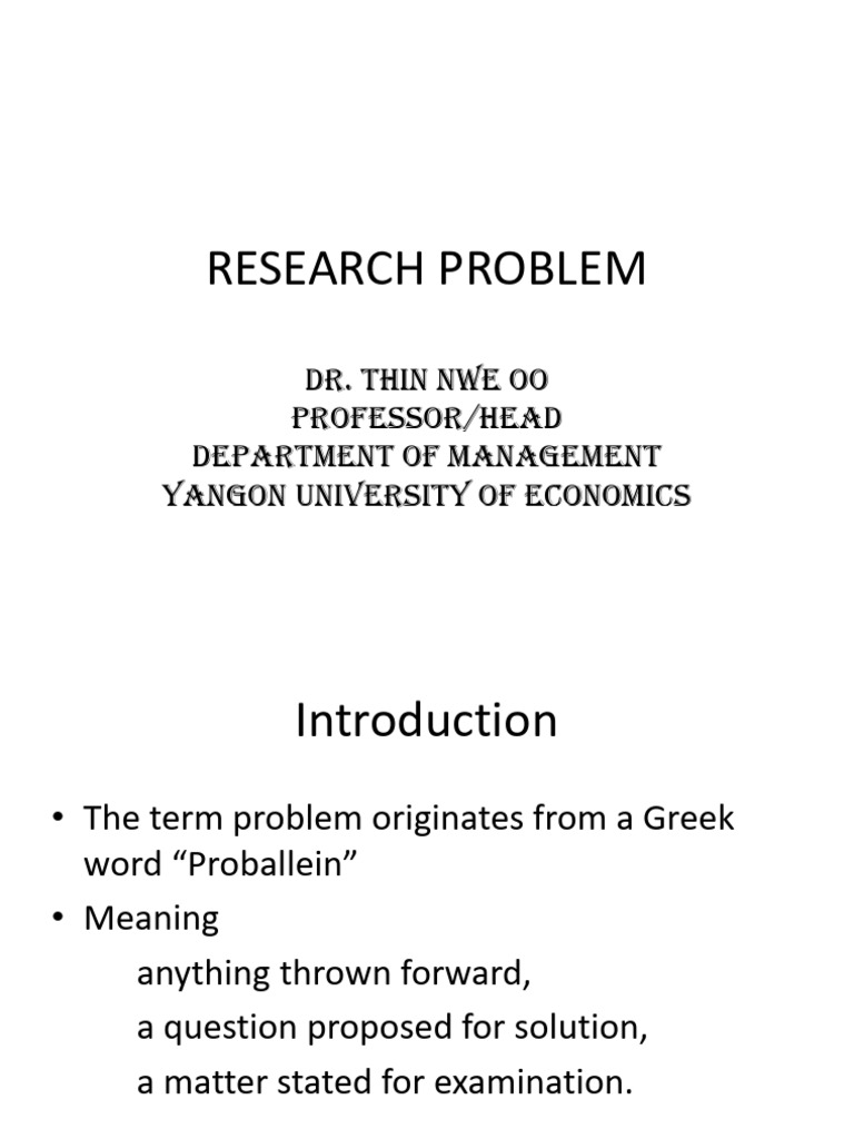 RESEARCH PROBLEM | PDF | Methodology | Cognition