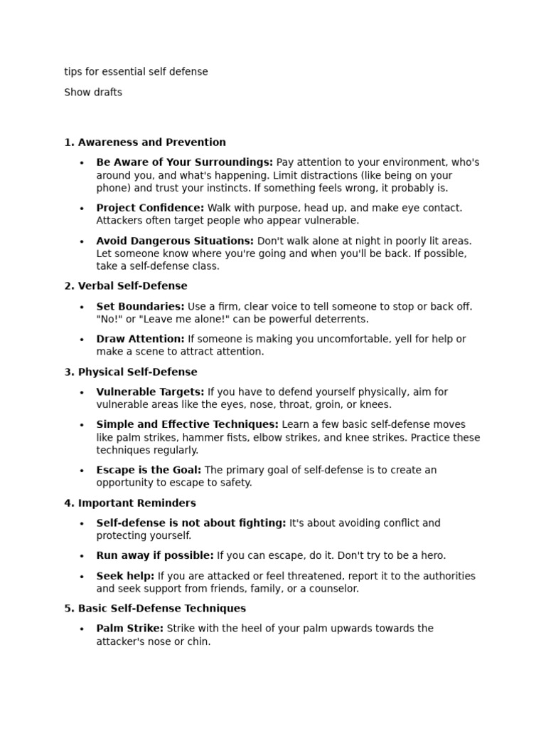 tips for essential self defense | PDF