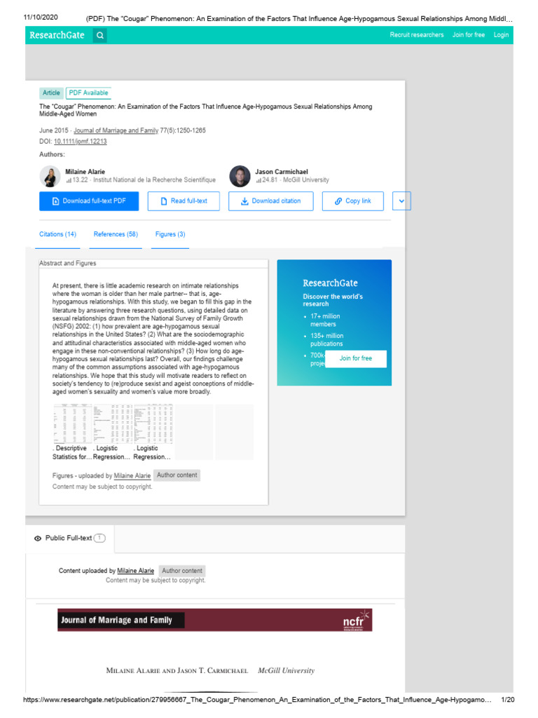 (PDF) The "Cougar" Phenomenon - An Examination of The Factors That ...