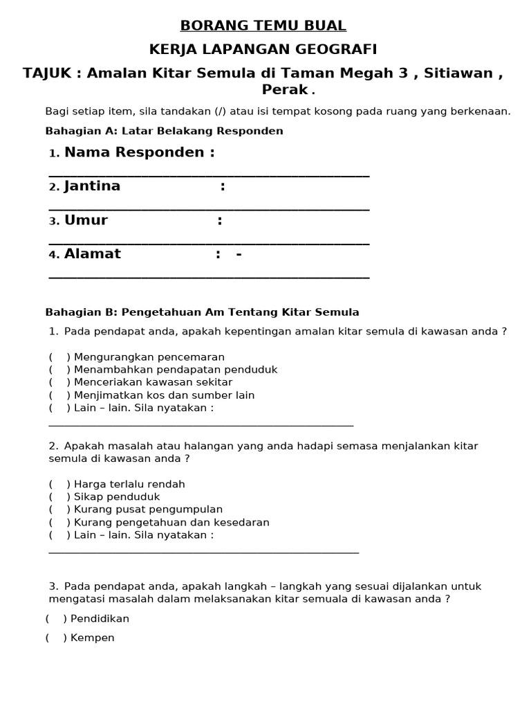 Borang Temu Bual 2 | PDF