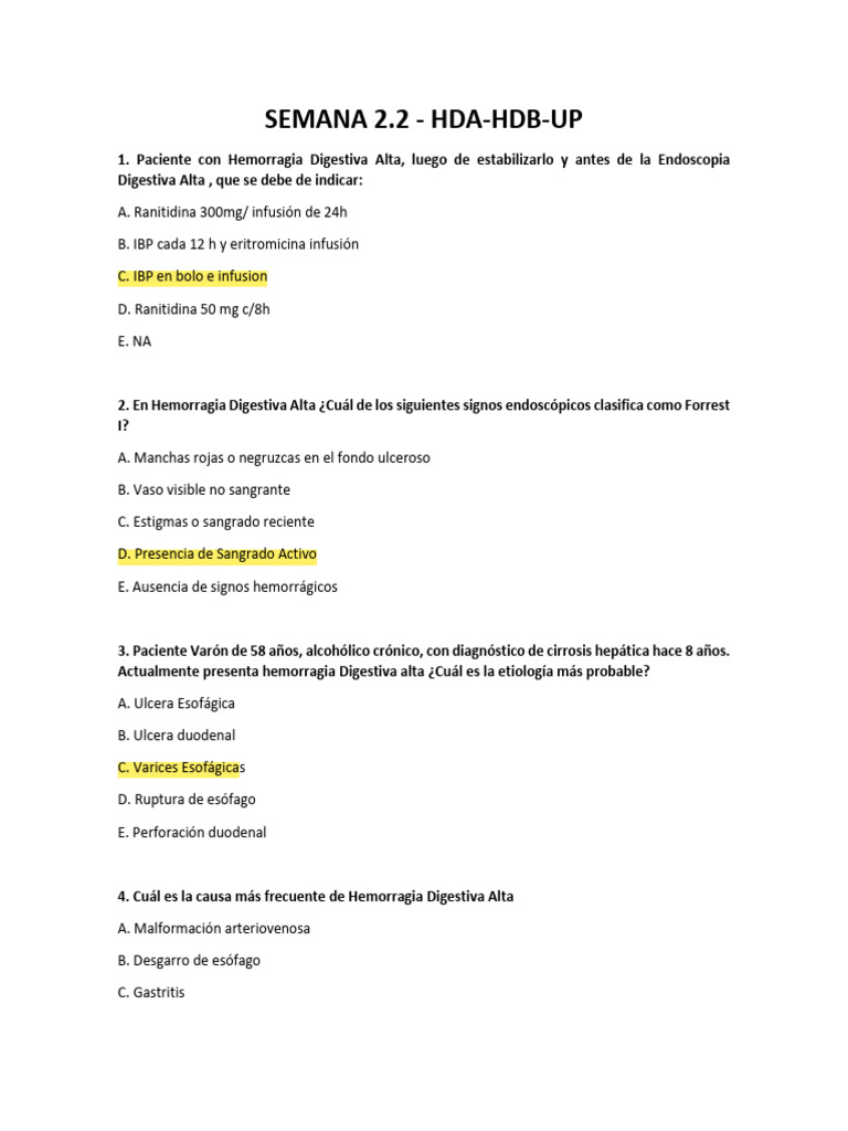 Banco Hda-Hdb-Up | PDF | Medicina CLINICA | Especialidades Medicas