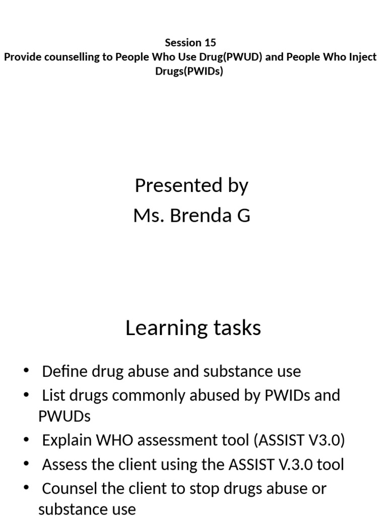 Session 15 Provide Counselling To PWUD and PWIDs | PDF | Substance ...