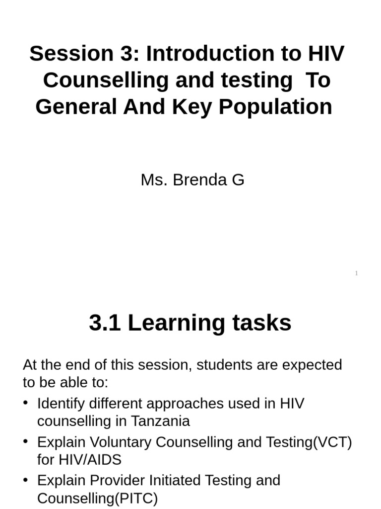 Session 3 Inroduction To HIV Counseling To General and Key Populations-1 | PDF | Hiv/Aids ...