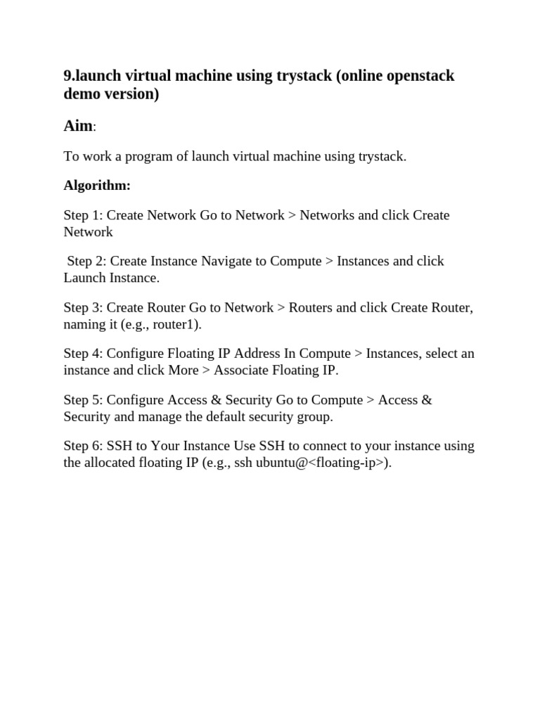 Launch VM and Transfer Files on TryStack | PDF