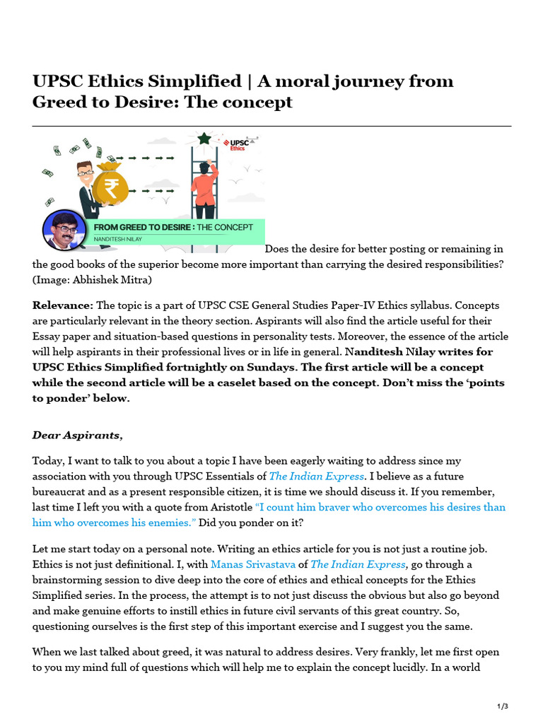 A Moral Journey From Greed To Desire - The Concept | PDF | Courage | Greed