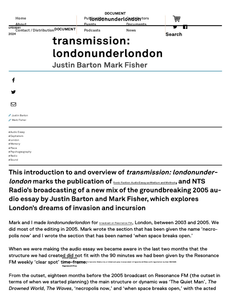 Urbanomic Londonunderlondon | PDF