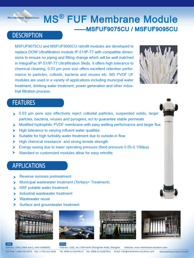 IP-51XP, IP-77XP Retrofit UF Membrane Module - Membrane Solutions | PDF ...