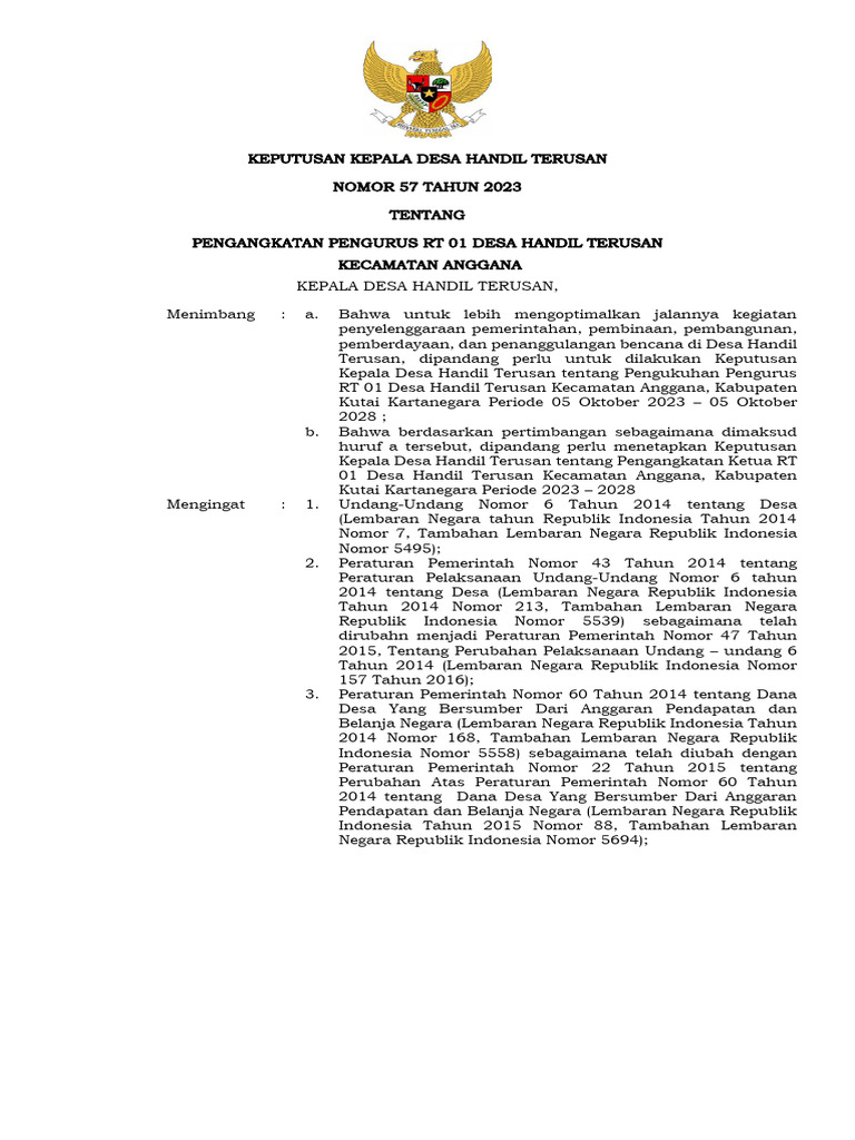 SK Pengurus RT 01 | PDF