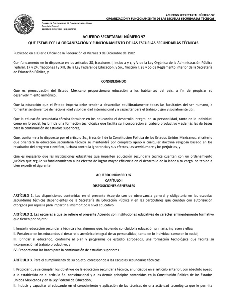 Acuerdo 97 | PDF | Educación Secundaria | Escuelas