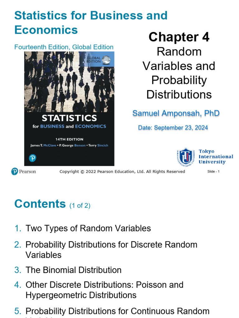 Ch04 | PDF | Probability Distribution | Random Variable