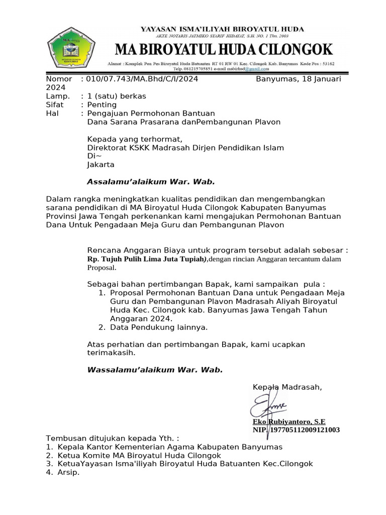 Surat - Permohonan Sarpras 24 | PDF