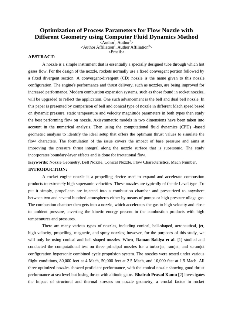 Optimization of Process Parameters For Flow Nozzle With Different ... Optimization of Process Parameters For Flow Nozzle With Different ...