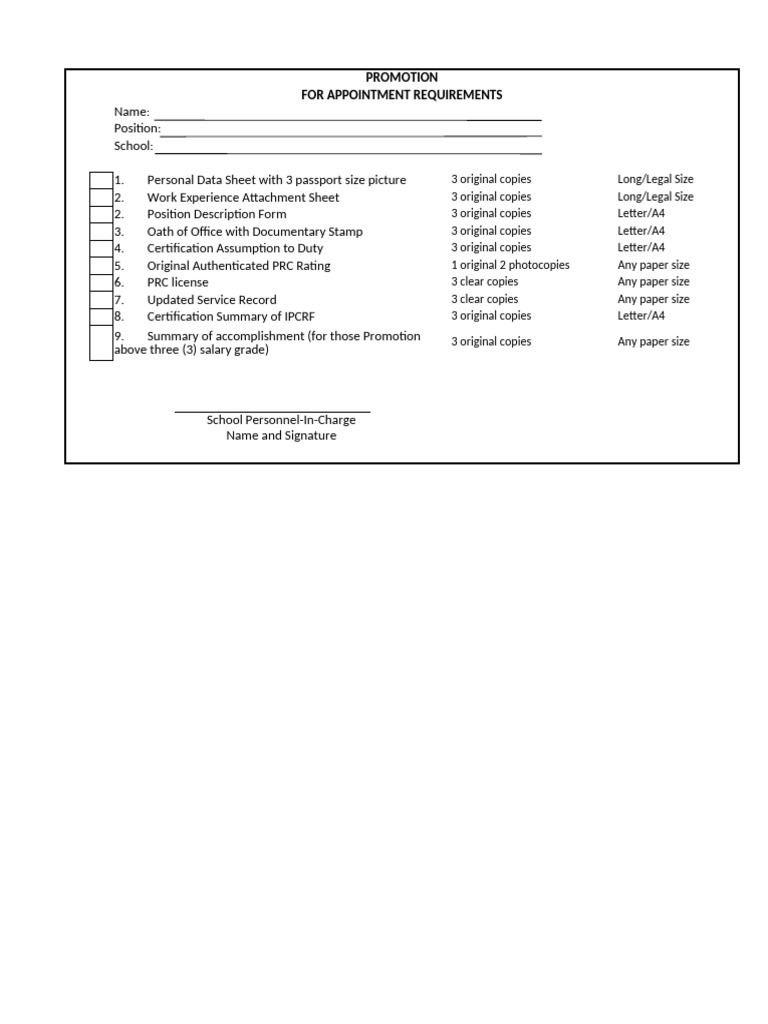 NEW APPOINTMENT REQUIREMENTS | PDF