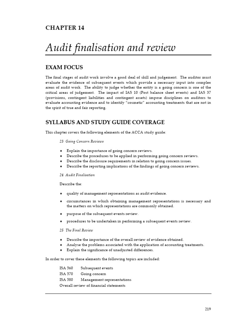 Chapter 14 | PDF | Going Concern | Audit