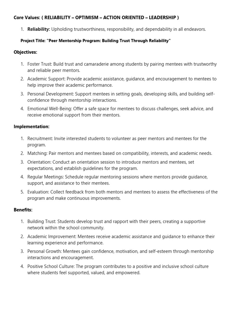 SPG - Supreme Pupil Government | PDF | Mentorship | Leadership