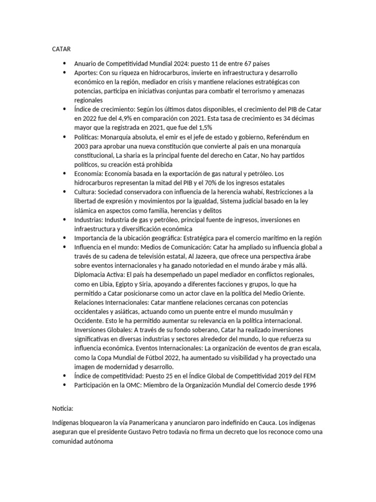 CATAR | PDF | Katar | Economias