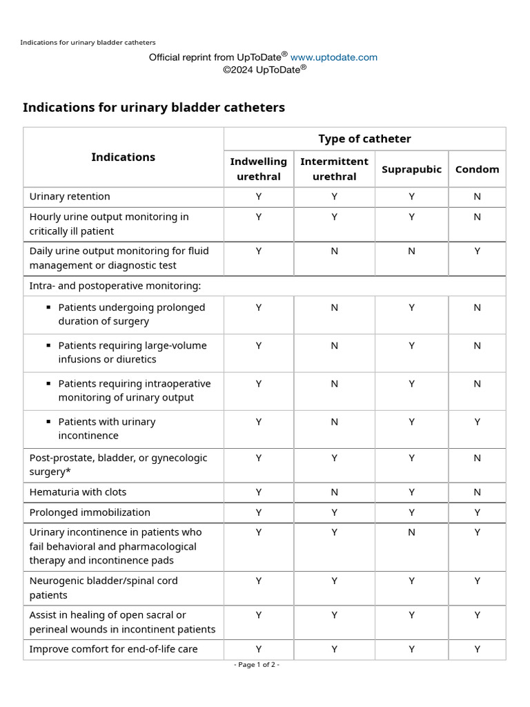Indications For Urinary Bladder Catheters | PDF | Urinary Incontinence ...