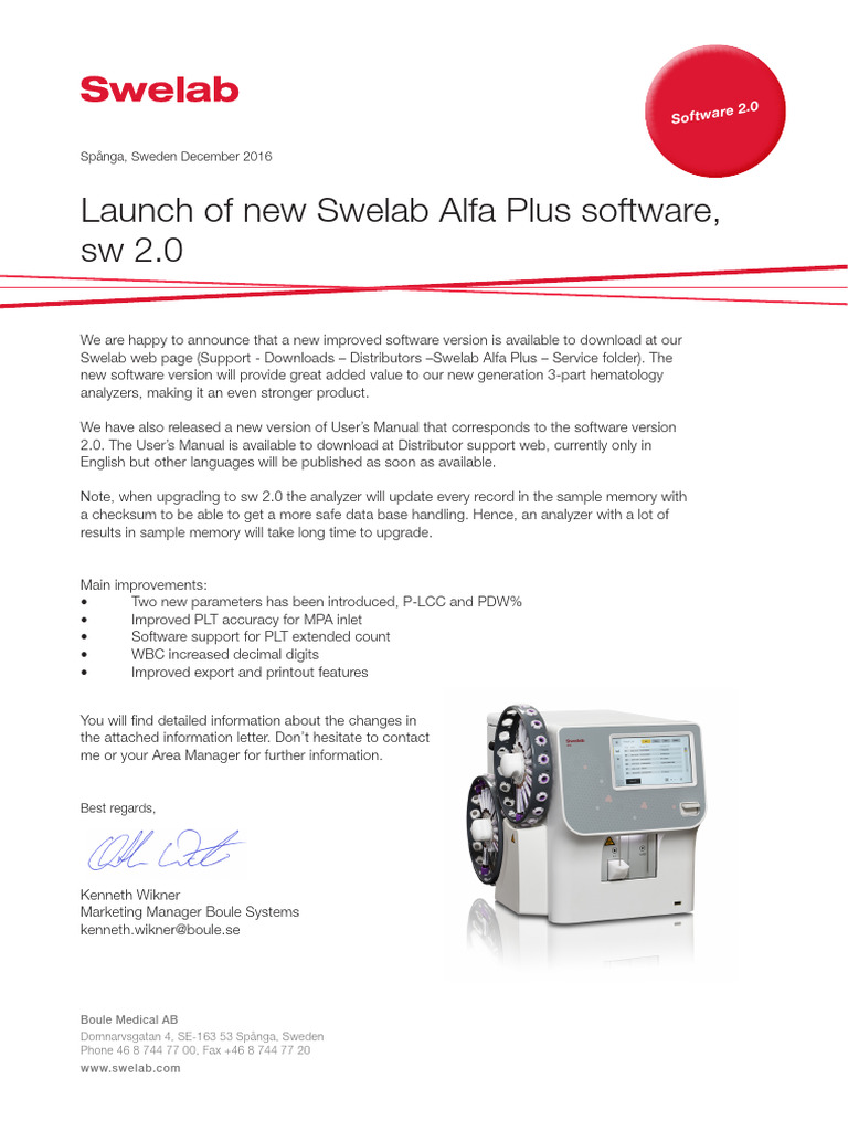 Launch of New Swelab Alfa Plus Software SW 2 0 | PDF | Computing | Software