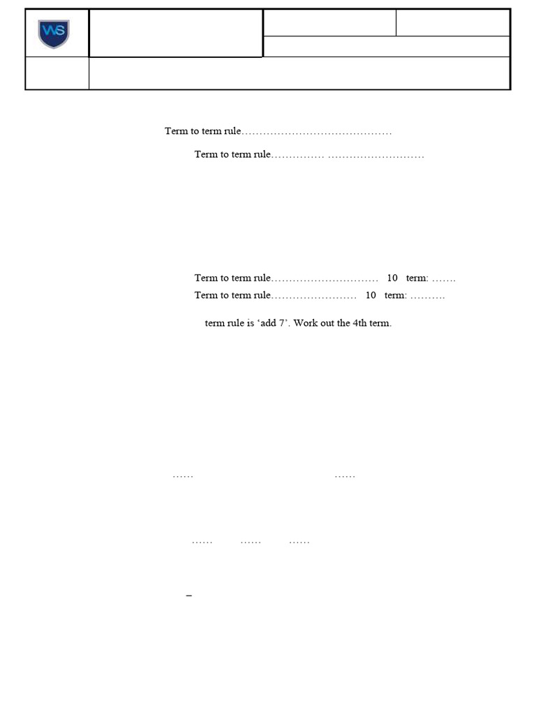 Y8 HL - Sequence1 09-01-2024 Questions | PDF | Mathematics