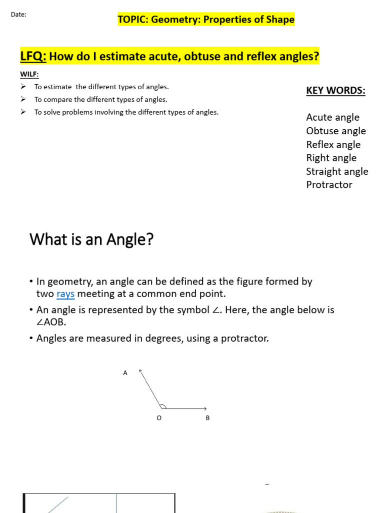 Y5 T2 Maths PPT - 2 WK 11 - Different Types of Angles | PDF | Angle ...