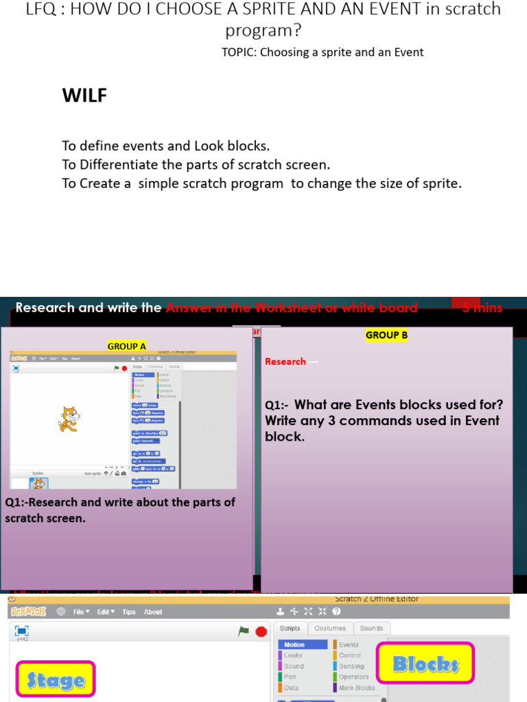 Y5 T2 W11 ICT Lesson-Introduction To Scratch | PDF | Scratch (Programming Language) | Computing