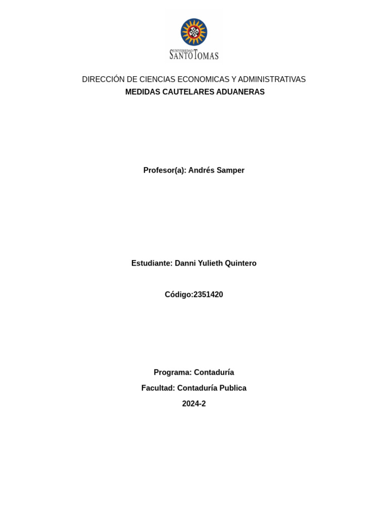 Medidas Cautelares Aduaneras Danni Quintero | PDF | aduana | Mandato