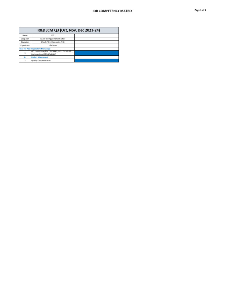 FR-HR-62-04 Job Competency Matrix - All Dept | PDF | Quality Management ...