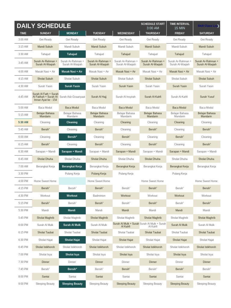 Daily Schedule | PDF | Religious Books | Islamic Texts