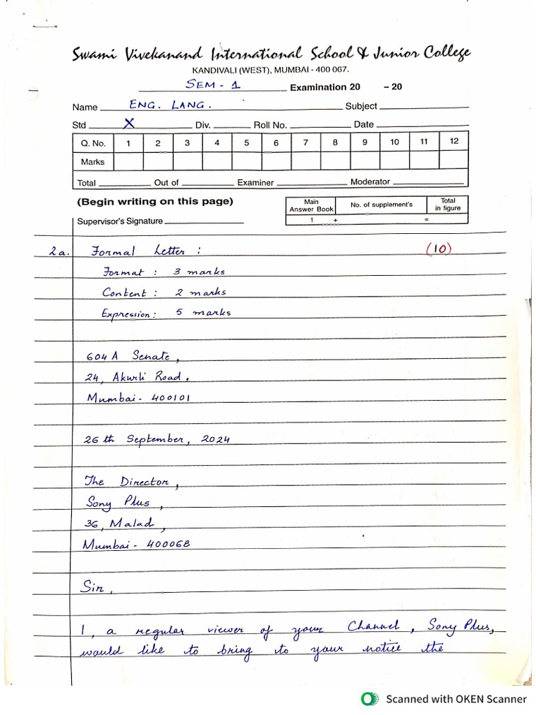 Eng Lang Sem 1 Answer Key 1 | PDF