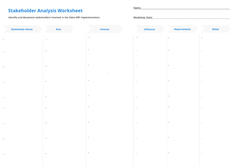 Odoo ERP Stakeholder Analysis Worksheet | PDF
