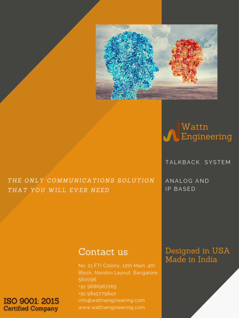 Wattn 4 Wire Talkback System Datasheet | PDF | Loudspeaker ...