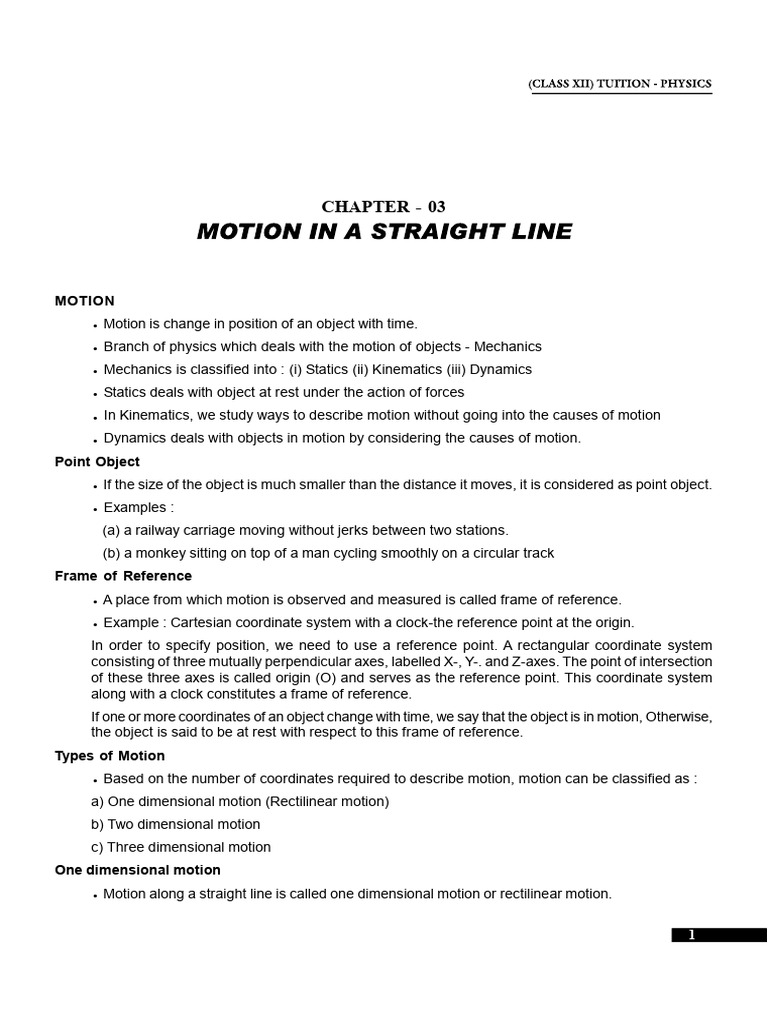?motion in A Straight Line (LN) | PDF | Acceleration | Velocity