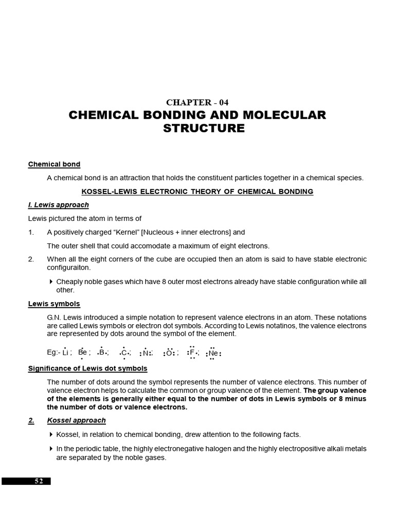 Chemical Bonding & Molecular Structure (Lecture Note) | PDF | Molecular ...