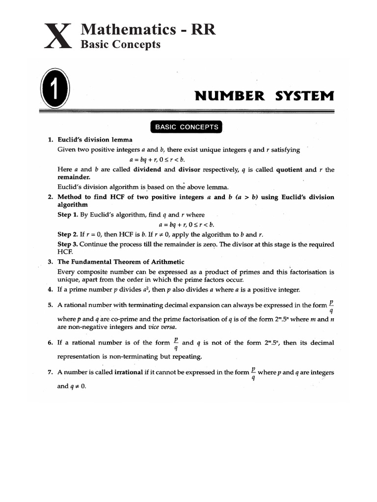 Basic Concepts - 01 maths class 10 | PDF