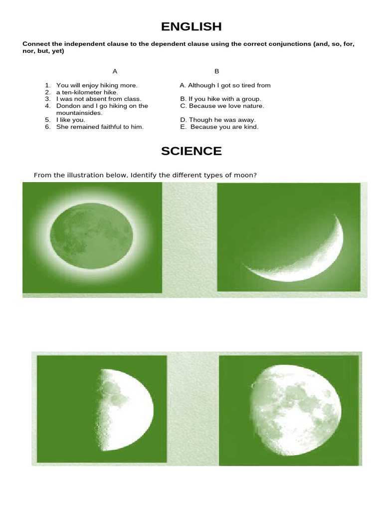 Conjunctions and Moon Phases Guide | PDF