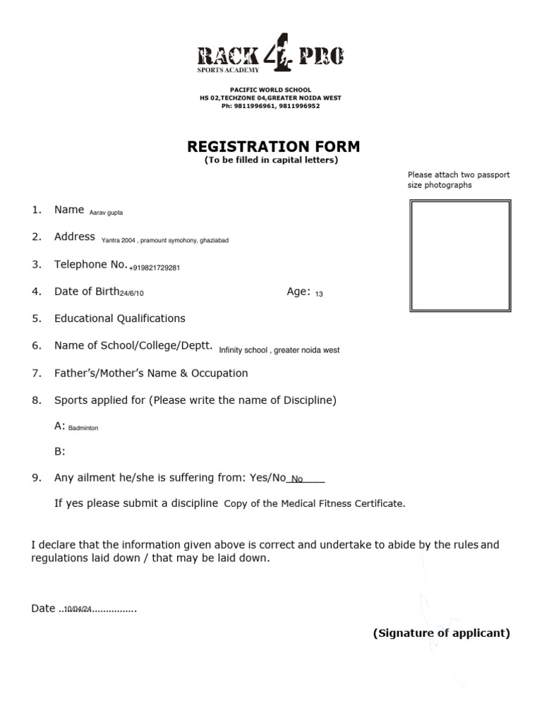R4P Registration Form March 2023 | PDF