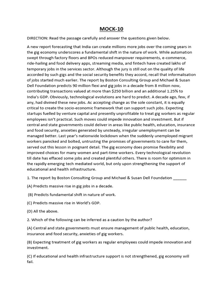 Mock 10 | PDF | Economies